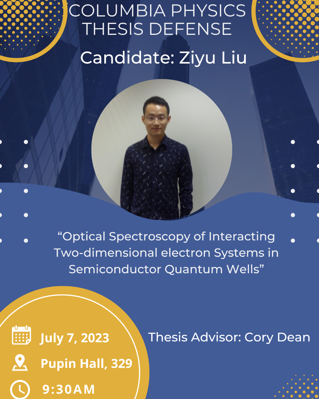 Dissertation Defense: Ziyu Liu | Department of Physics